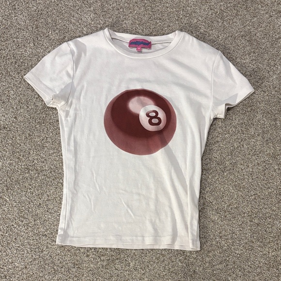 Edikted | Tops | Edikted White Tshirt With Red 8 Ball Graphic | Poshmark